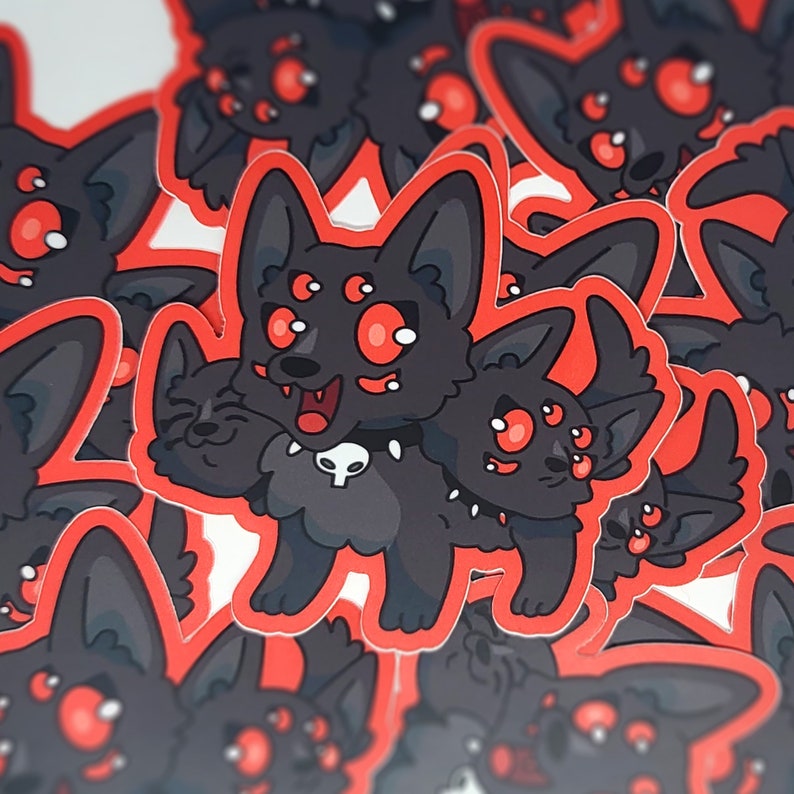 Cerberus 3 Headed Cute Dog Sticker Waterproof Sticker Cute - Etsy