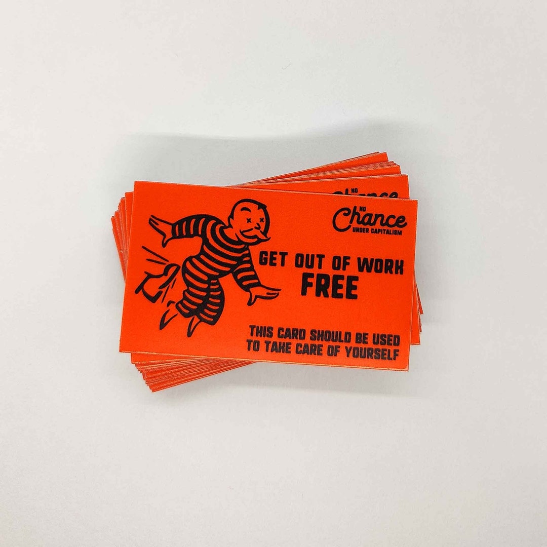 Get Out of Jail (work) for Free - 3in Monopoly Game Sticker - Anti ...