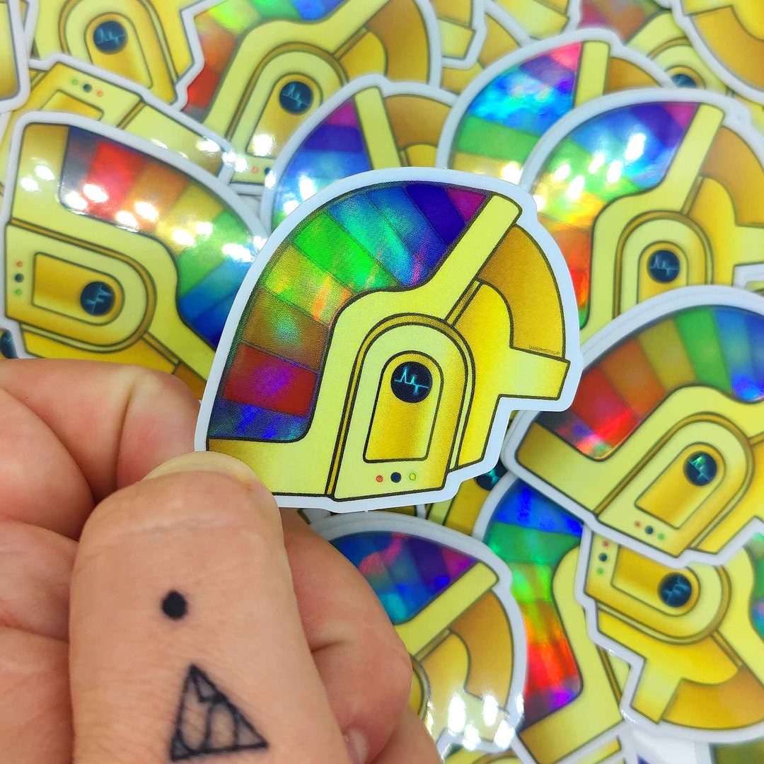 Daft Punk Helmet Holo Sticker – Waterproof Holo Decal – Edm Stickers ...