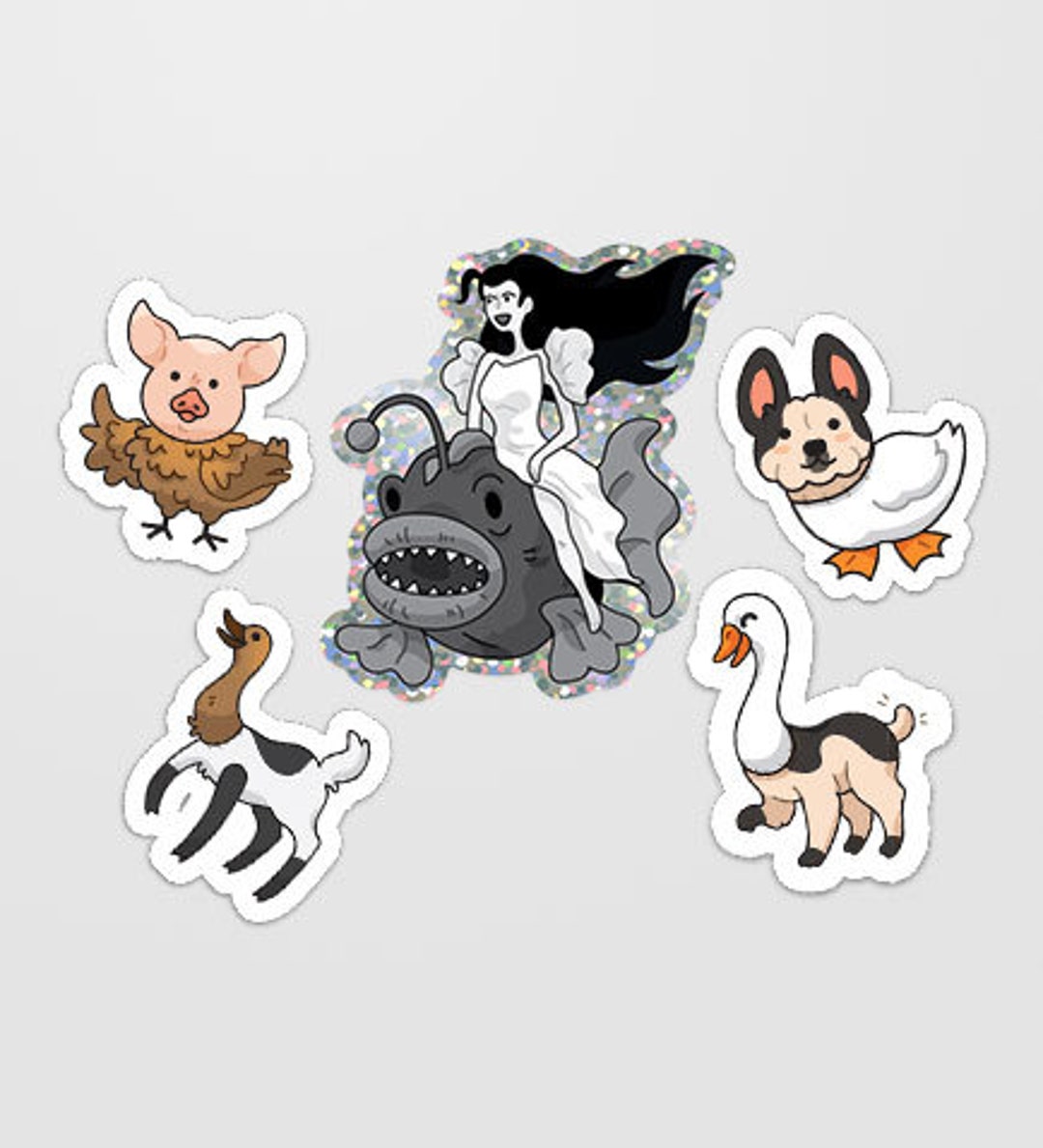 Poor Things Movie Frankenstein Animals (5 Sticker Set) – Funny Dog Pig ...