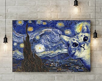 Starry Night Black Cat | Etsy