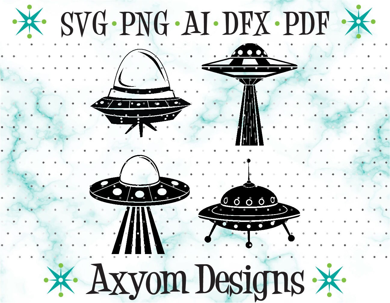 Mid Century Vintage Ufos SVG, Cricut Cut File, Retro UFO Cut File ...