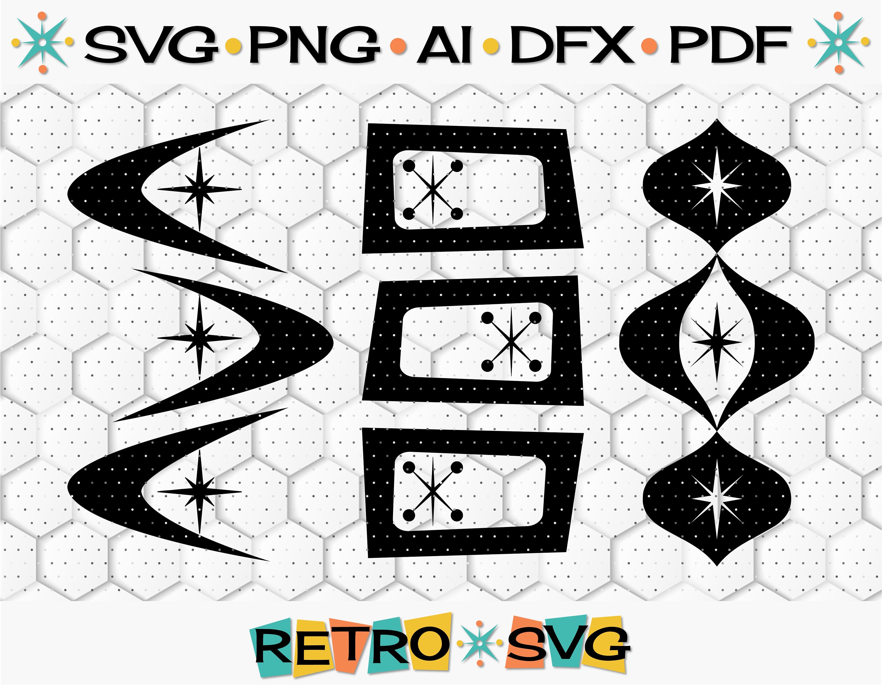 Mid Century Modern Atomic Art SVG Cricut Cut File Laser - Etsy