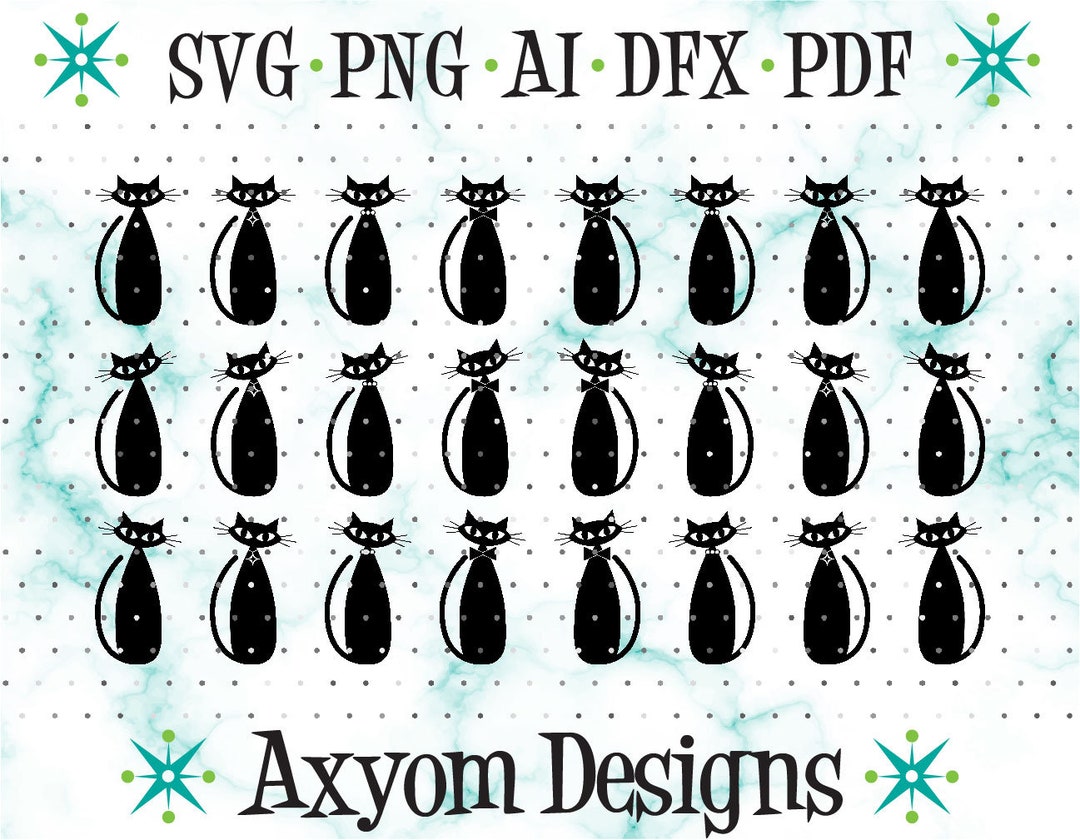 Mid Century Modern Atomic Cats SVG, Cricut Cut Files, Retro Kitty ...