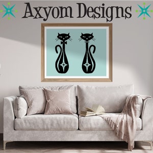Mid Century Modern Atomic Cats SVG, Cricut Cut Files, Retro Kitty ...