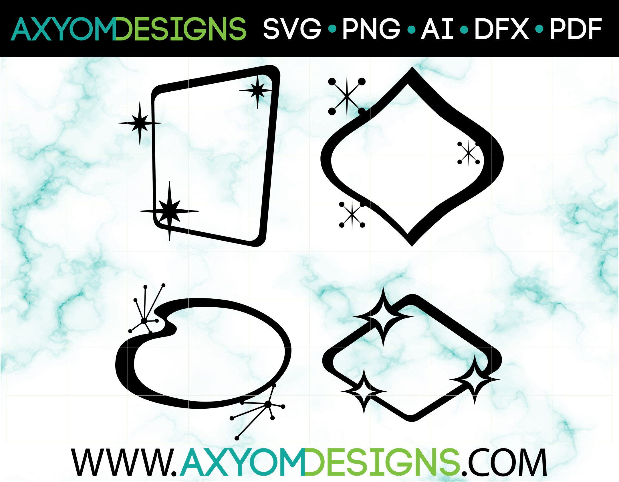 Mid Century Modern Frame Bundle SVG Cricut Cut Files Laser | Etsy