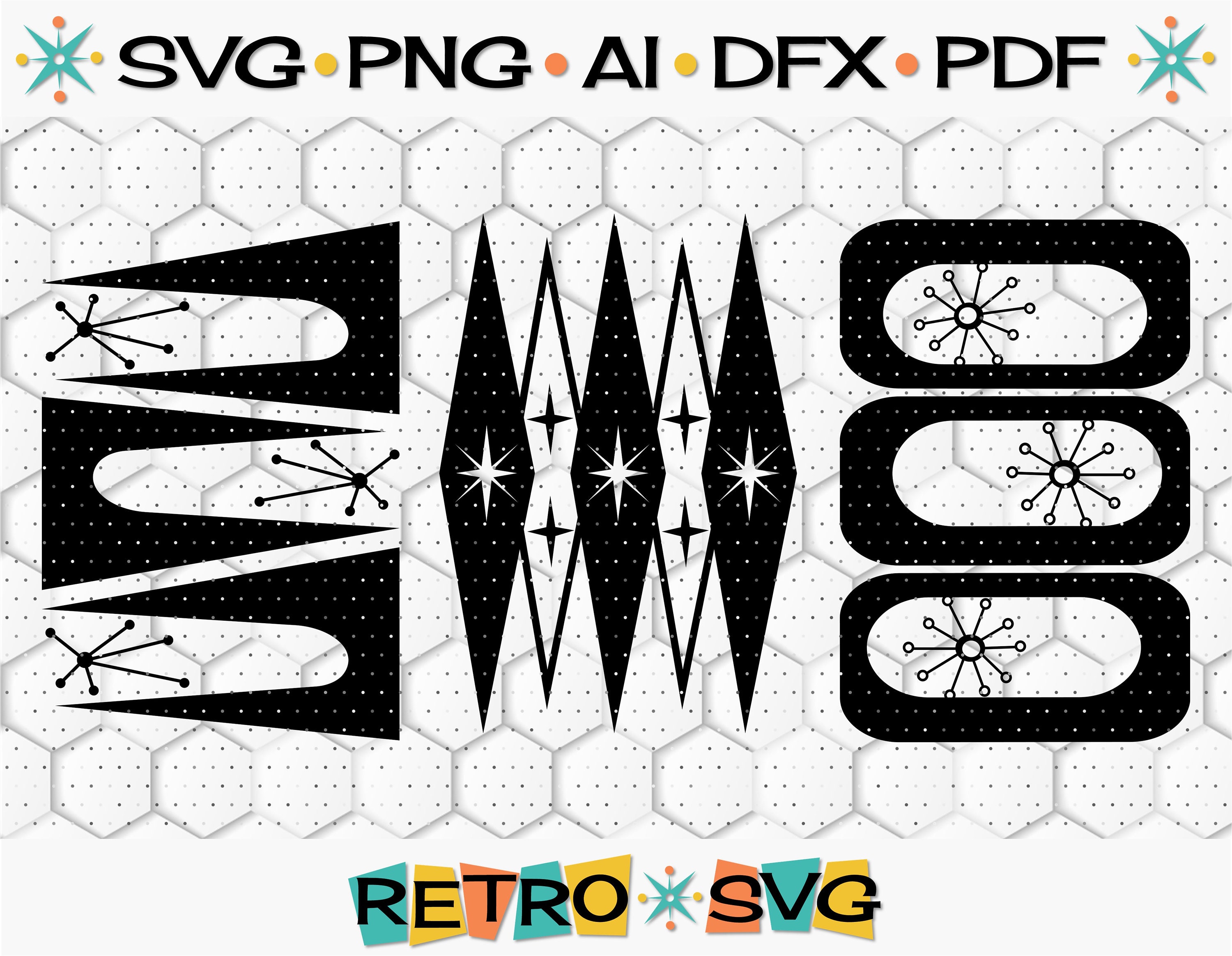 Mid Century Modern Atomic Art SVG Cricut Cut File Laser | Etsy