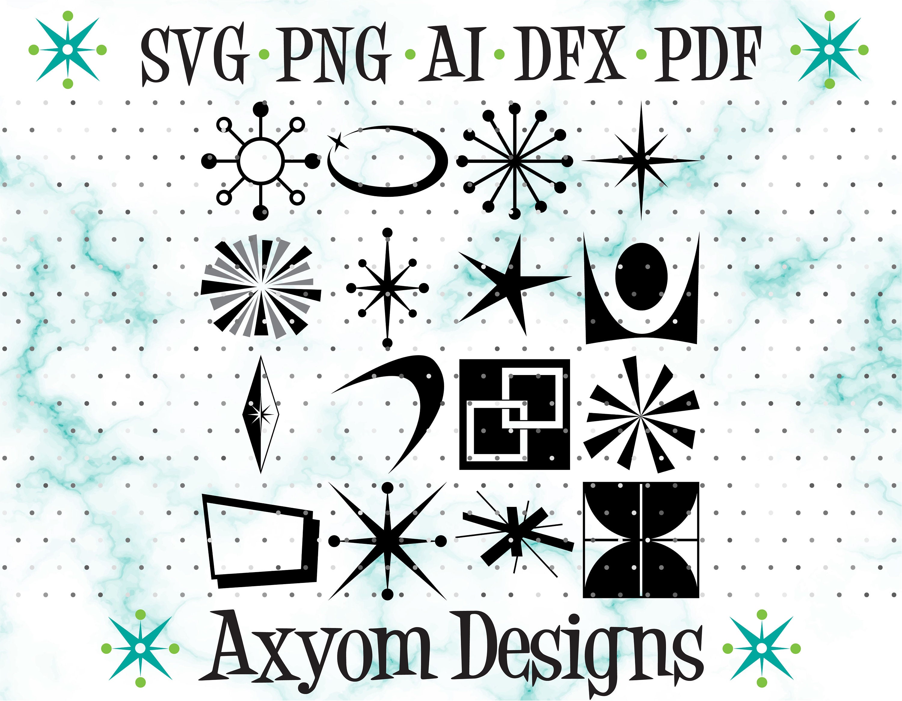 Mid Century Modern Atomic Shapes SVG: Retro Laser Cut Files (digital ...