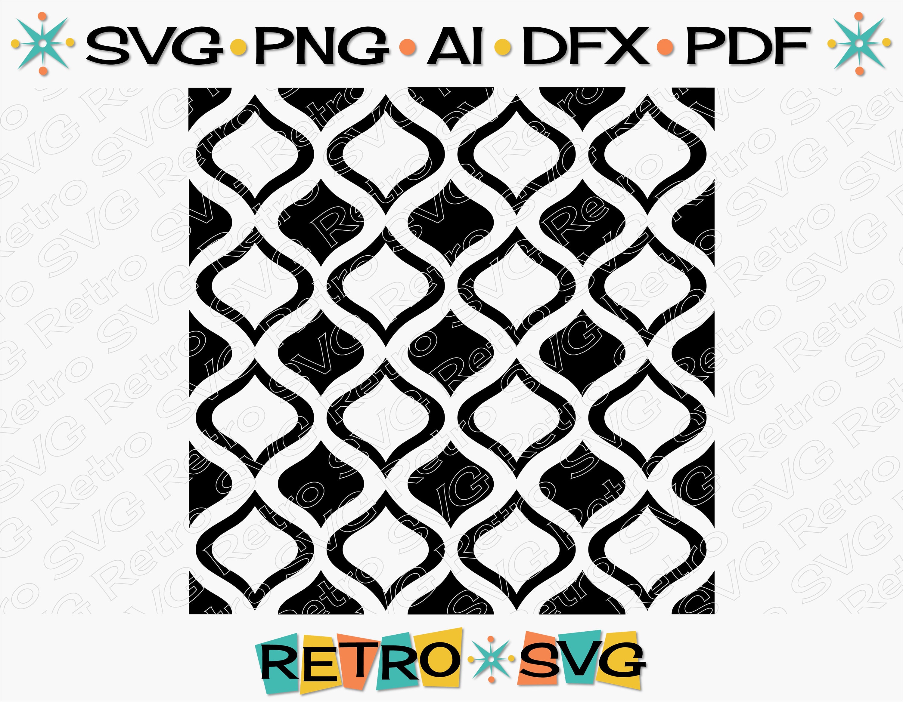 Mid Century Modern Pattern SVG Cricut File Retro Repeat - Etsy
