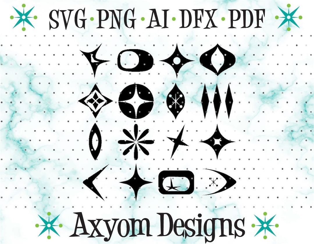 Mid Century Modern Atomic Shapes SVG, Cricut Cut Files, Laser Retro ...