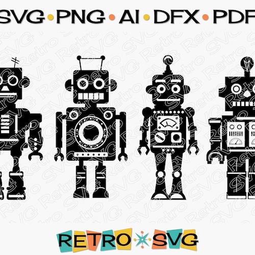 Robot SVG/ Robot Clipart/ Cut Files/ Cricut/ Silhouette/ Iron - Etsy