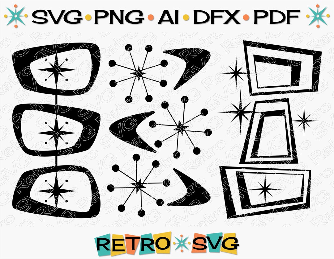 Mid Century Modern Atomic Art SVG Cricut Cut File Laser - Etsy