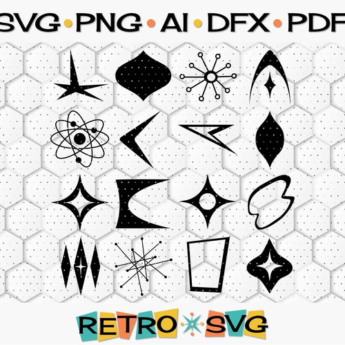 Mid Century Modern Atomic Shapes SVG Cricut Cut Files Laser - Etsy