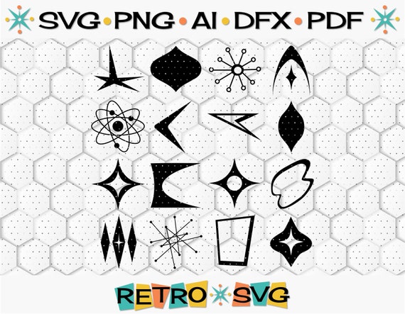 Mid Century Modern Atomic Shapes SVG Cricut Cut Files Laser - Etsy