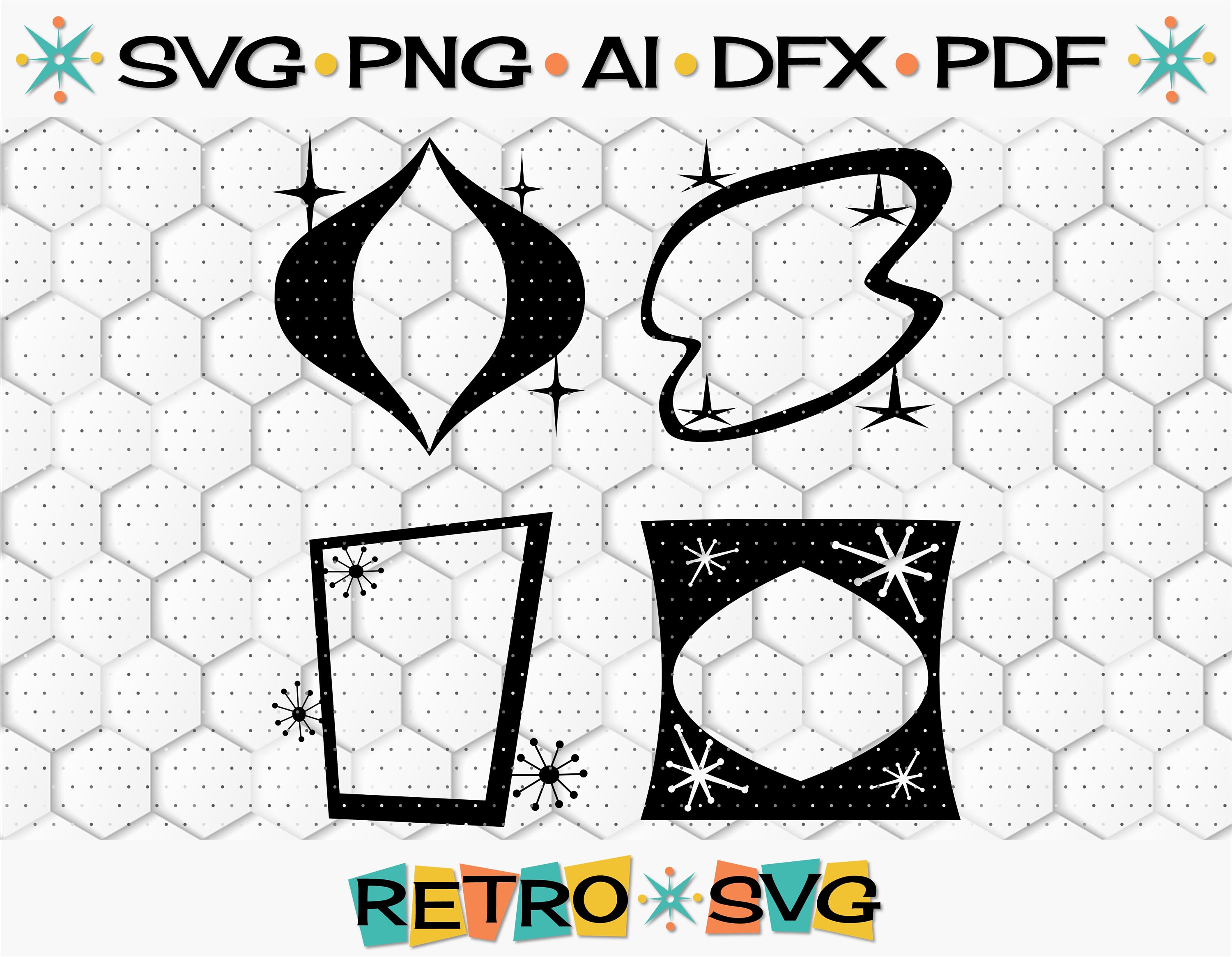 Mid Century Modern Frame Bundle SVG Cricut Cut Files Laser | Etsy