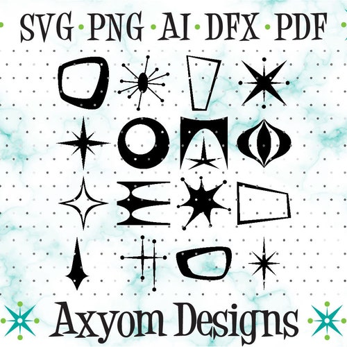 Mid Century Modern Atomic Art SVG Cricut Cut File Laser - Etsy