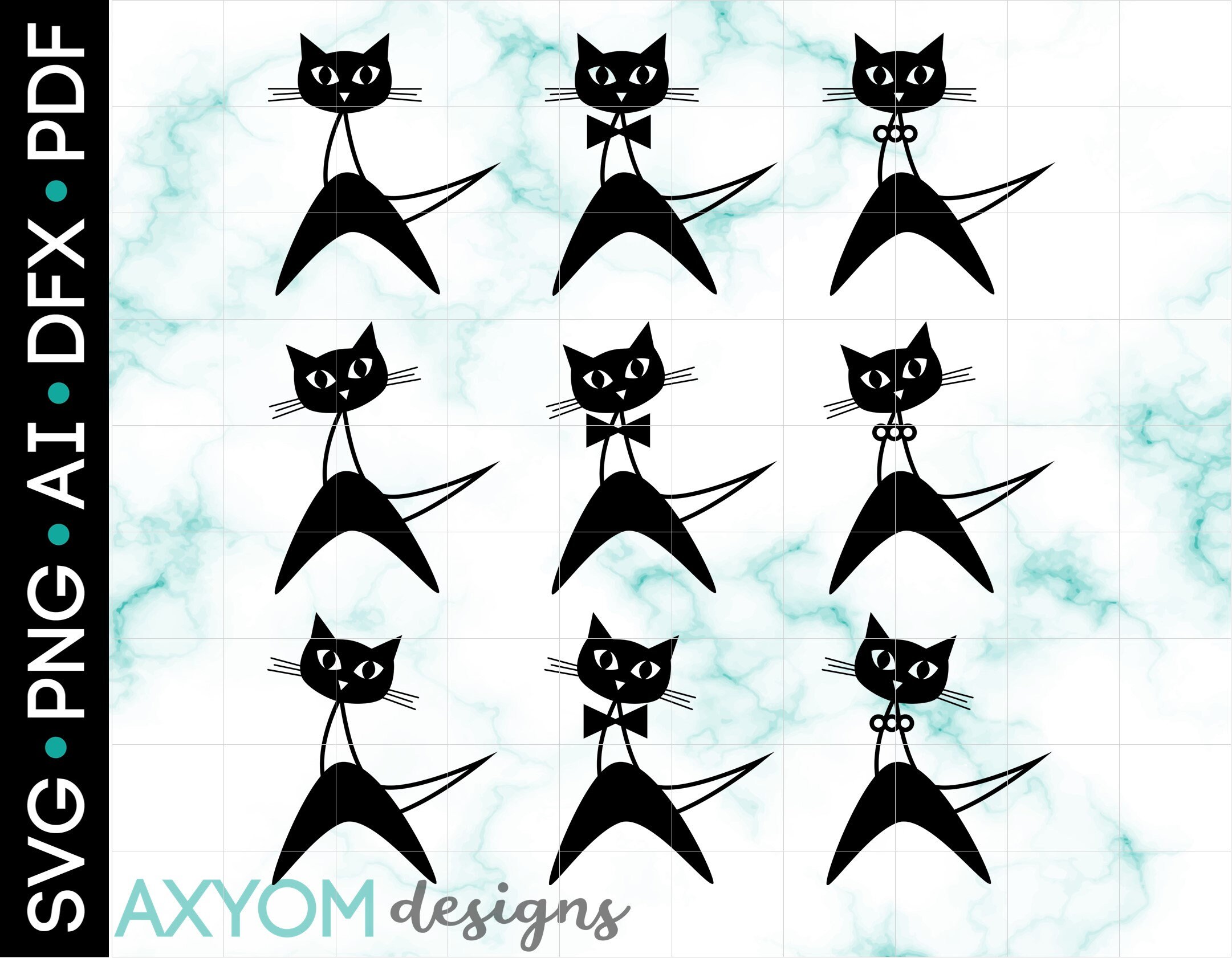 Mid Century Modern Atomic Cats SVG Cricut Cut Files Retro | Etsy