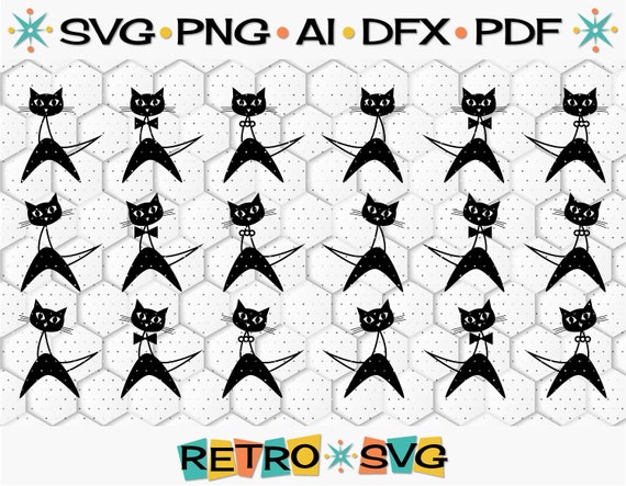 Mid Century Modern Atomic Cats SVG Cricut Cut Files Retro | Etsy