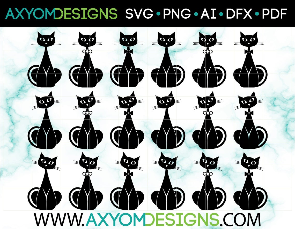 Mid Century Modern Atomic Cats SVG Cricut Cut Files Retro | Etsy
