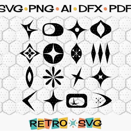 Mid Century Modern Elements Clipart Set Retro Atomic Shapes - Etsy