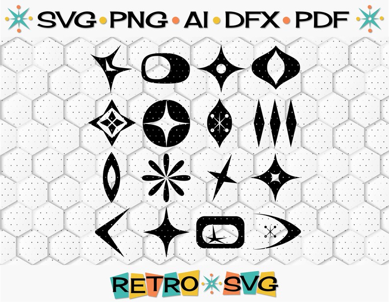 Mid Century Modern Atomic Shapes SVG Cricut Cut Files Laser | Etsy
