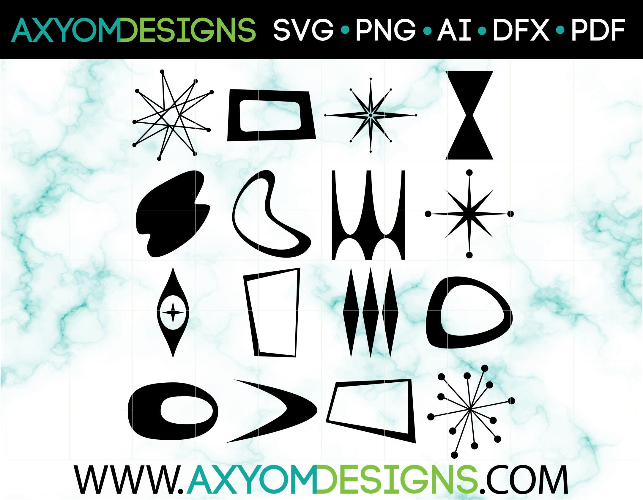 Mid Century Modern Atomic Shapes SVG Cricut Cut Files Laser | Etsy