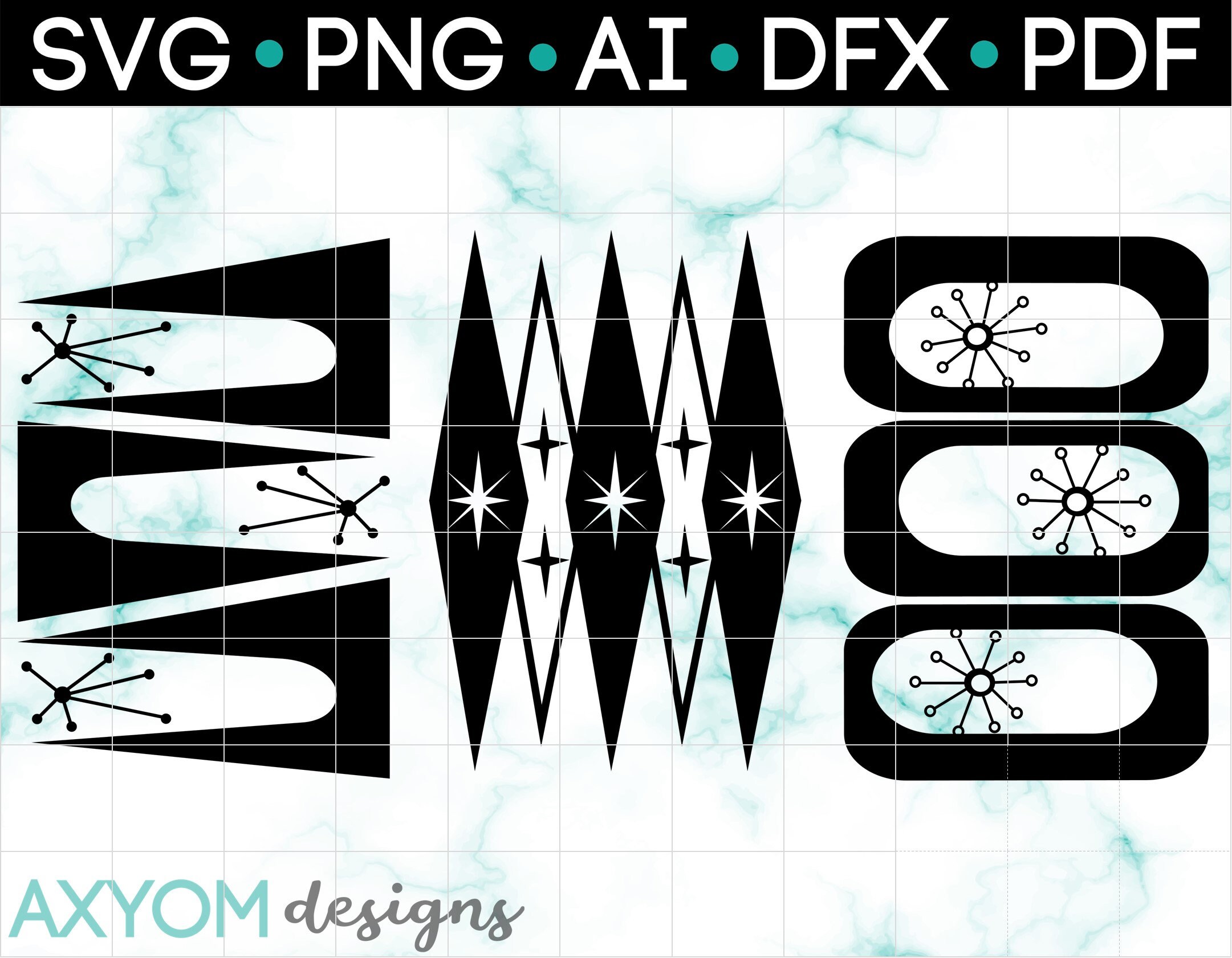 Mid Century Modern Atomic Art SVG Cricut Cut File Laser | Etsy