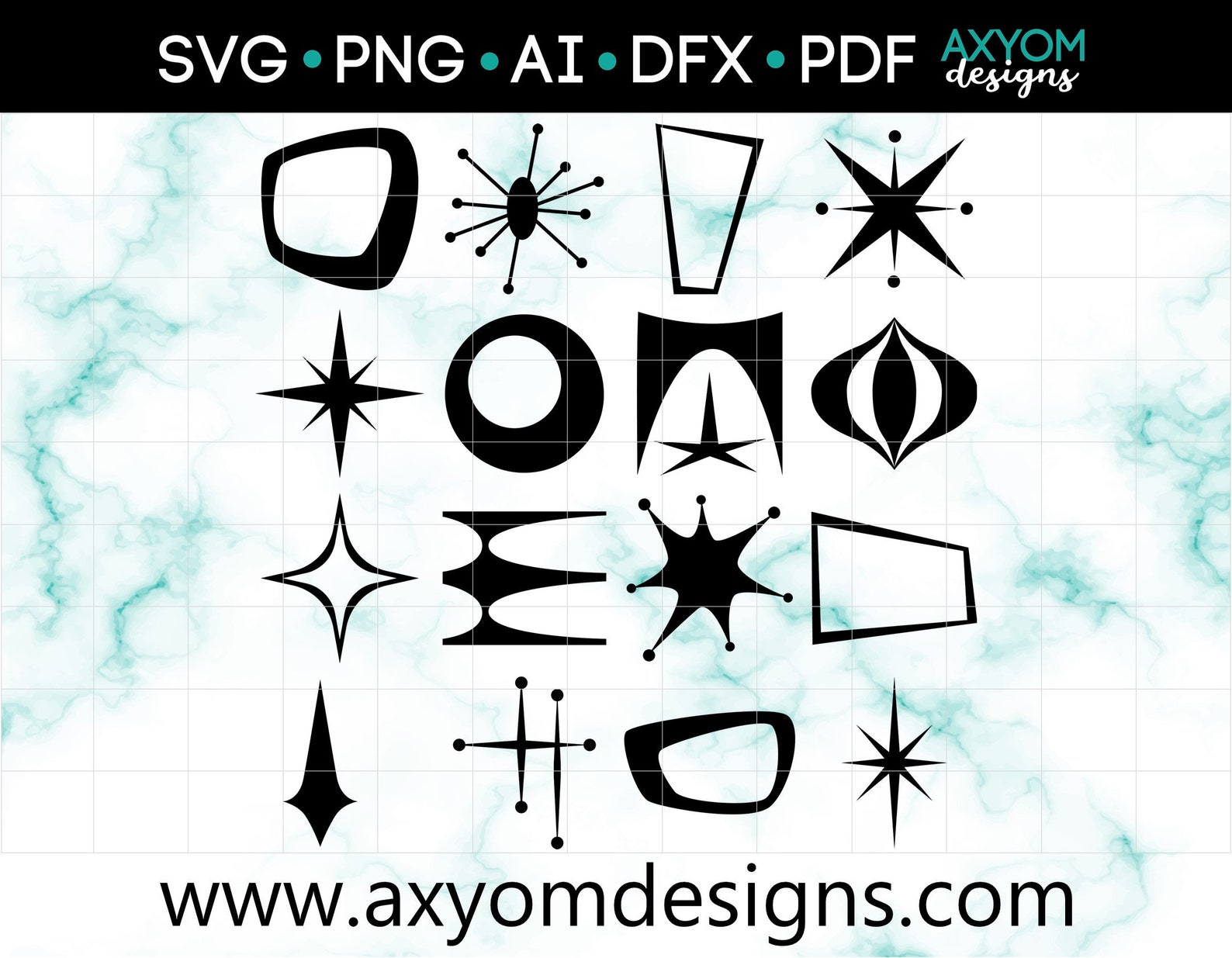 Mid Century Modern Atomic Shapes SVG Cricut Cut Files Laser | Etsy