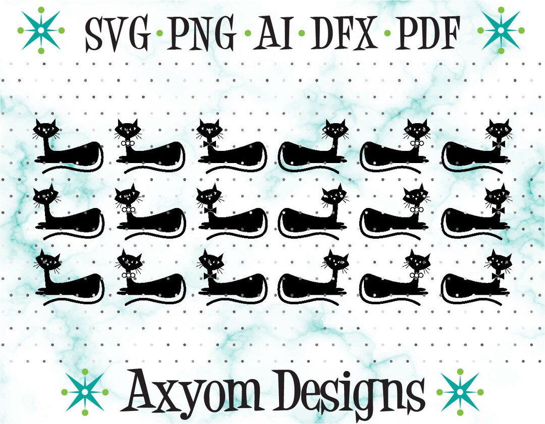 Mid Century Modern Atomic Cats SVG, Cricut Cut File, Retro Kitty Cut ...