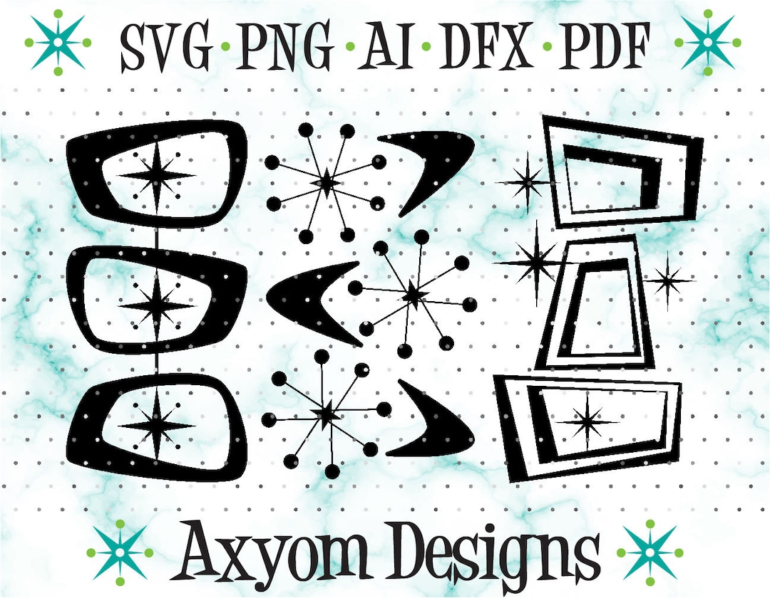 Mid Century Modern Atomic Art SVG, Cricut Cut File, Laser Retro Art ...