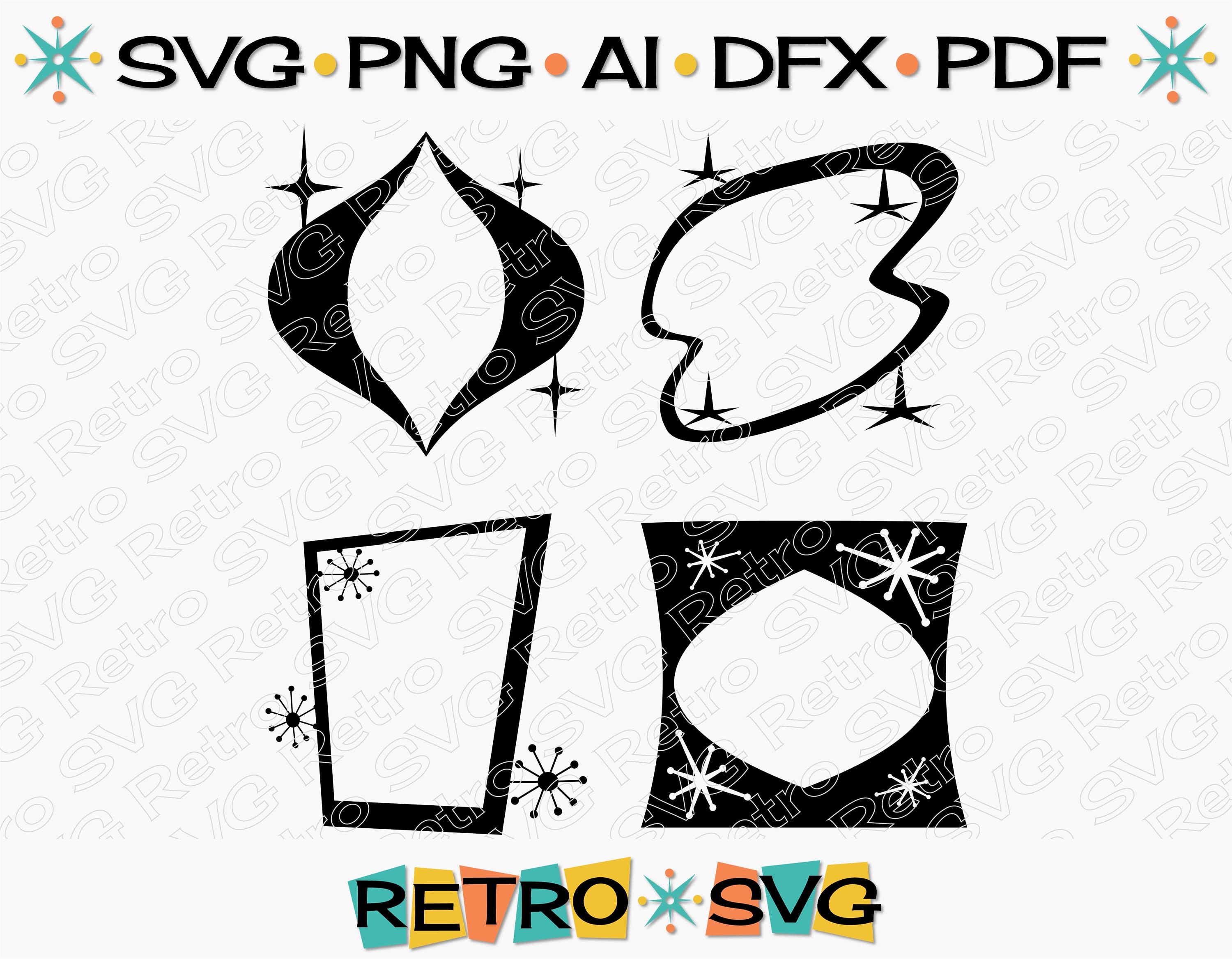 Mid Century Modern Frame Bundle SVG Cricut Cut Files Laser - Etsy