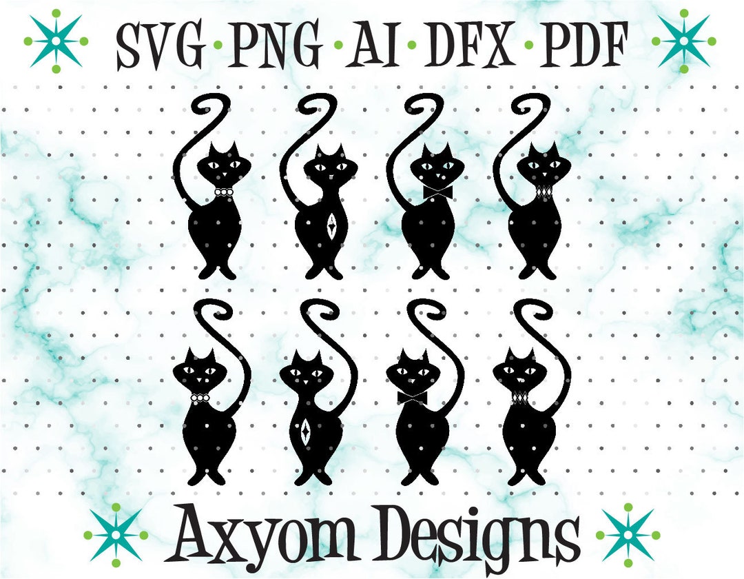 Mid Century Modern Atomic Cats SVG, Cricut Cut Files, Retro Kitty ...