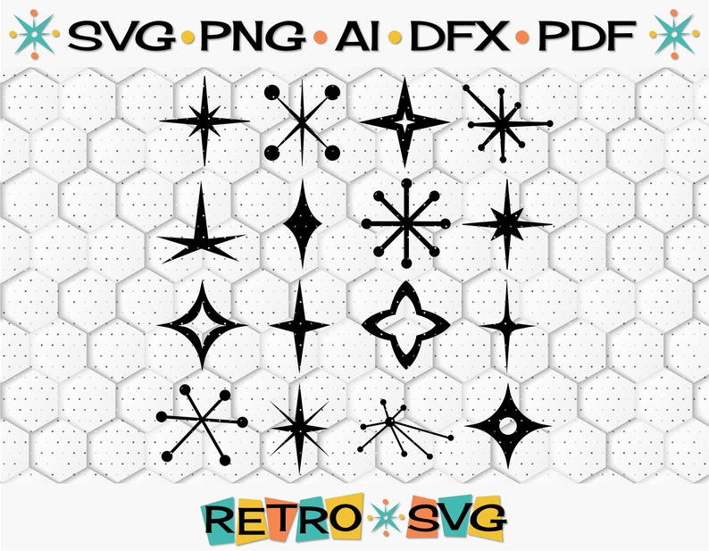 Mid Century Modern Atomic Starburst SVG Cricut Cut Files - Etsy