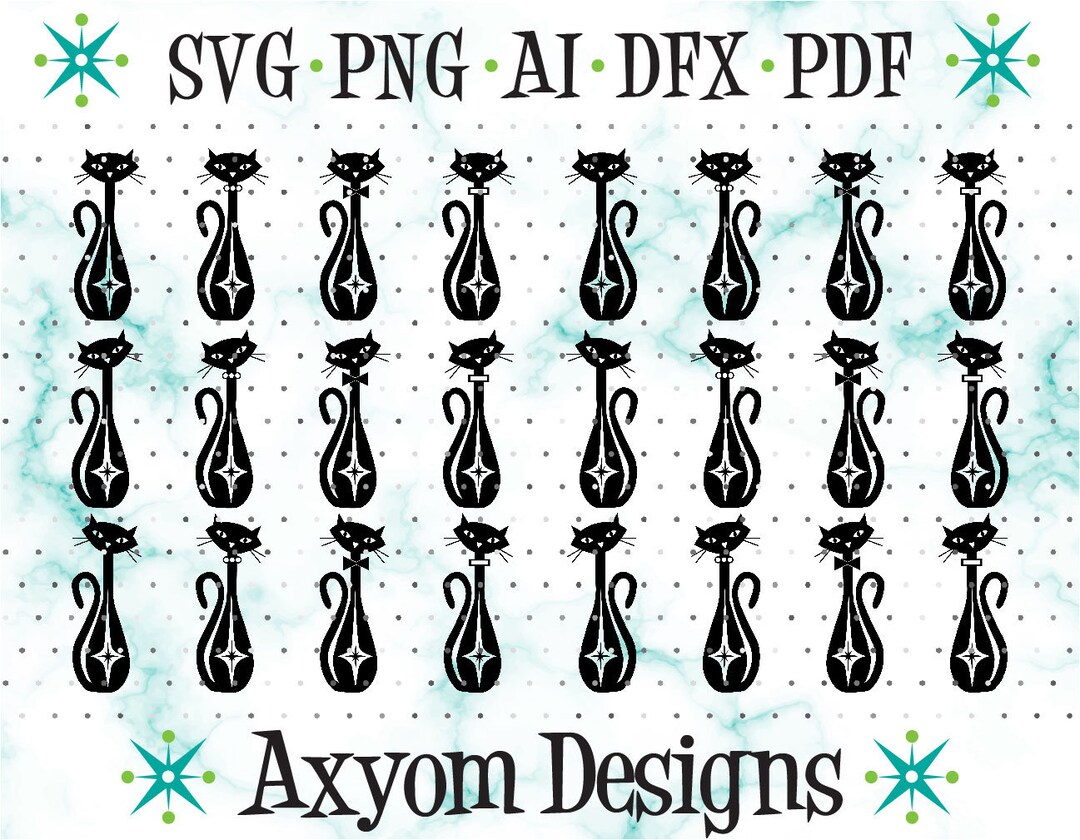 Mid Century Modern Atomic Cats SVG, Cricut Cut Files, Retro Kitty ...