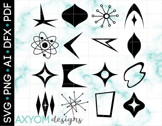 Mid Century Modern Atomic Shapes SVG Cricut Cut Files Laser | Etsy