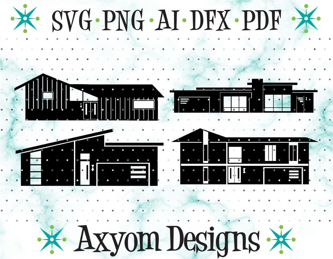 MCM Houses SVG, Cricut SVG Cut Files, Mid Century Modern Home, Mcm Home ...