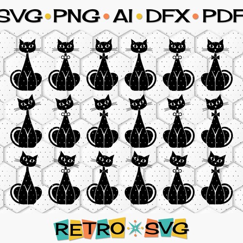 Mid Century Modern Atomic Cats SVG Cricut Cut File Retro - Etsy