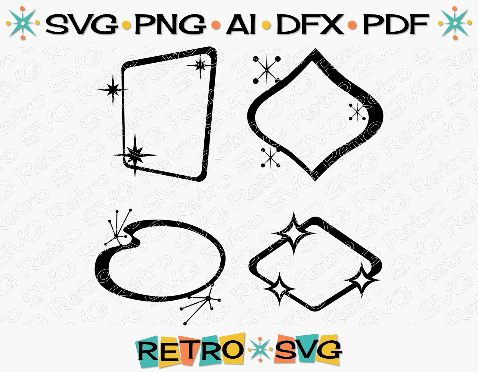 Mid Century Modern Frame Bundle SVG Cricut Cut Files Laser - Etsy