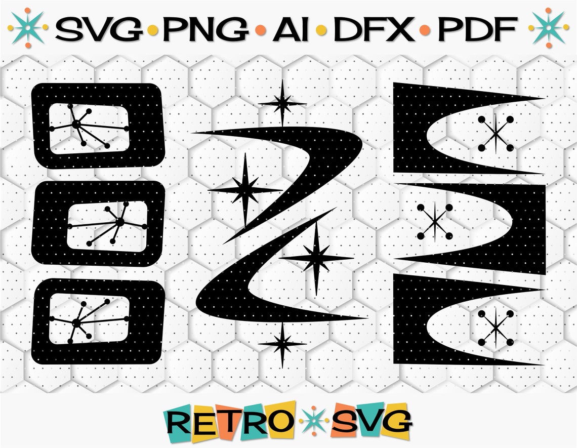 Mid Century Modern Atomic Art SVG Cricut Cut Files Laser | Etsy