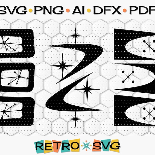 Mid Century Modern Atomic Art SVG Cricut Cut File Laser | Etsy