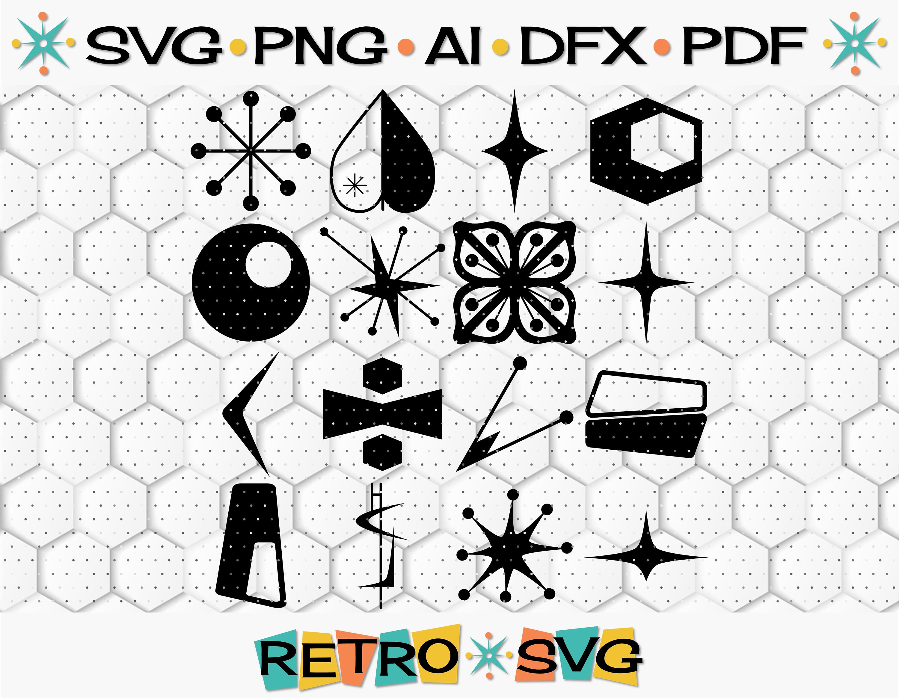 Mid Century Modern Atomic Shapes SVG Cricut Cut Files Laser | Etsy ...