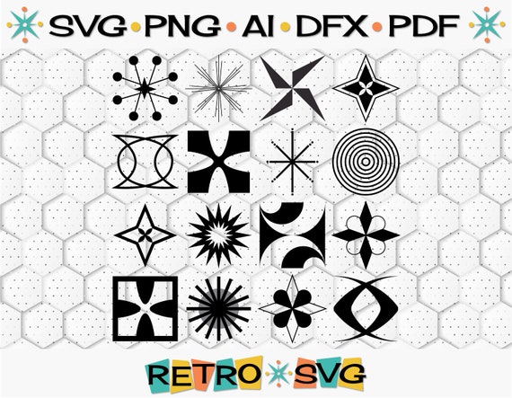 Mid Century Modern Atomic Shapes SVG Cricut Cut Files Laser - Etsy
