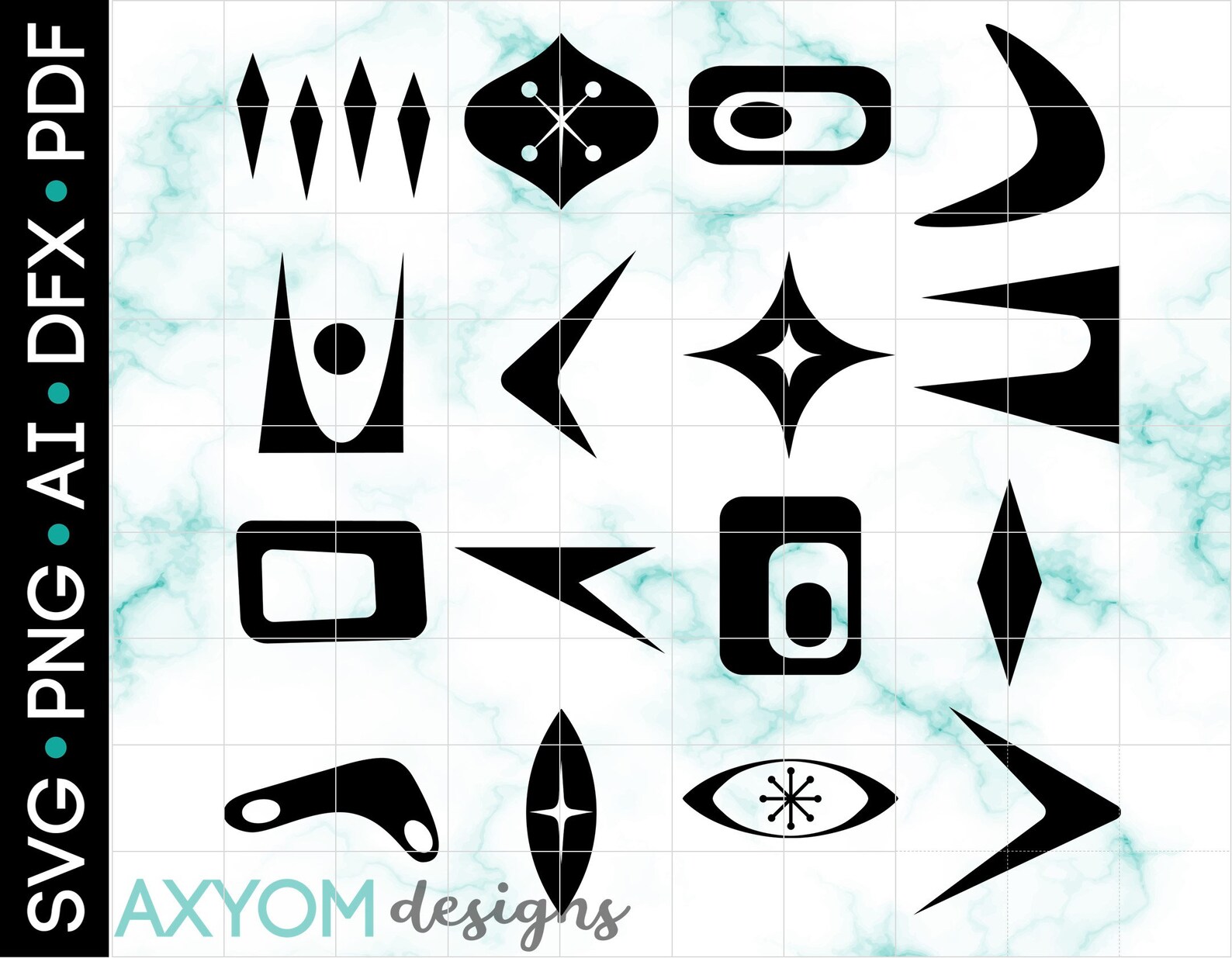 Mid Century Modern Atomic Shapes SVG Cricut Cut Files Laser | Etsy