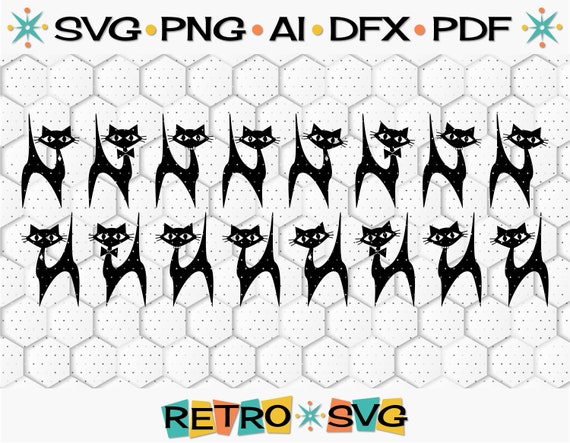 Mid Century Modern Atomic Cats SVG Cricut Cut Files Retro | Etsy
