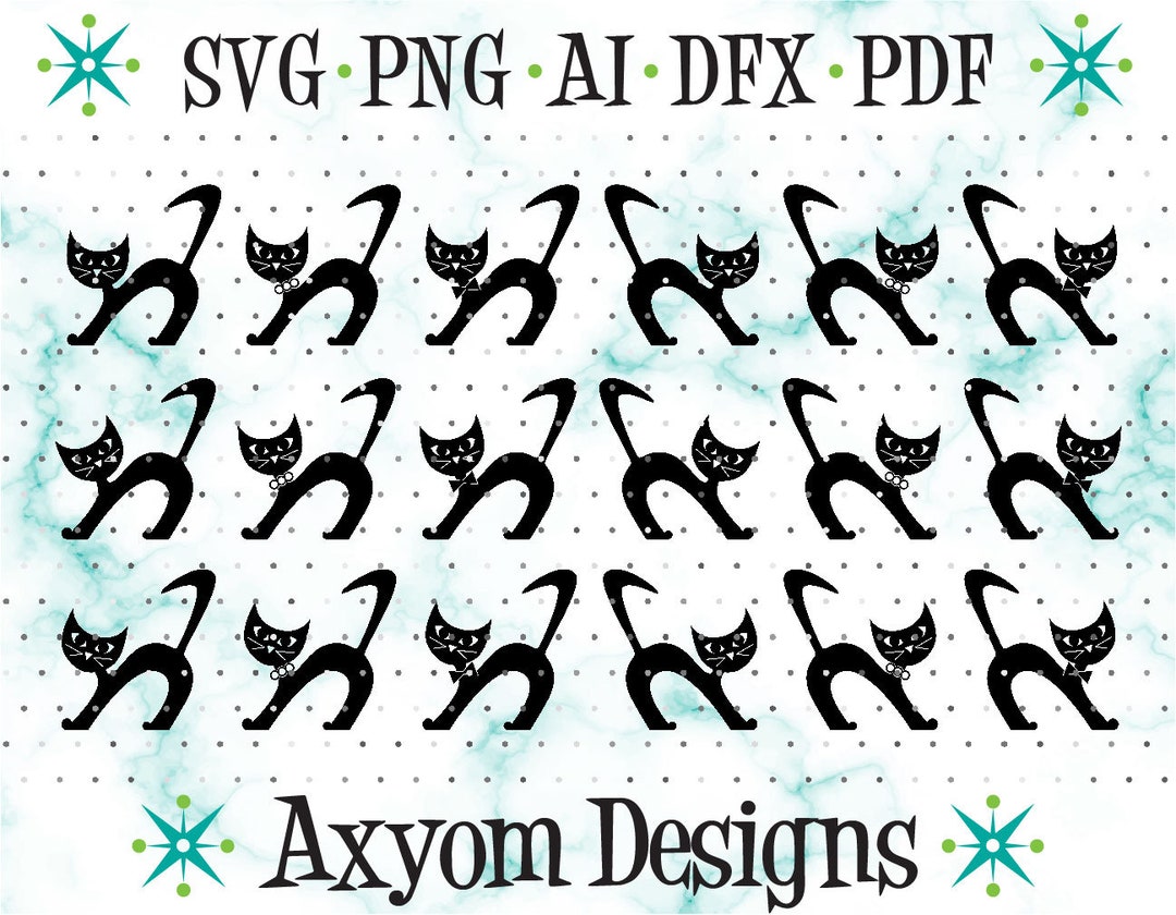 Mid Century Modern Atomic Cats SVG, Cricut Cut File, Retro Kitty Cut ...