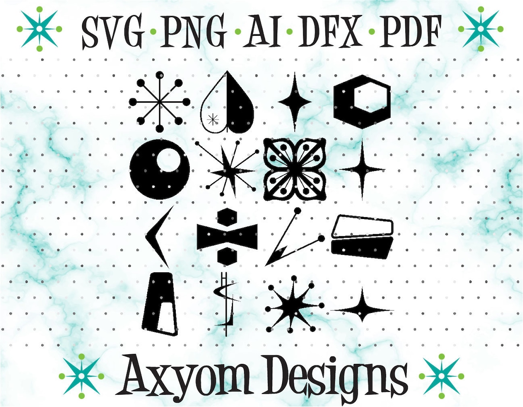 Mid Century Modern Atomic Shapes SVG, Cricut Cut Files, Laser Retro ...