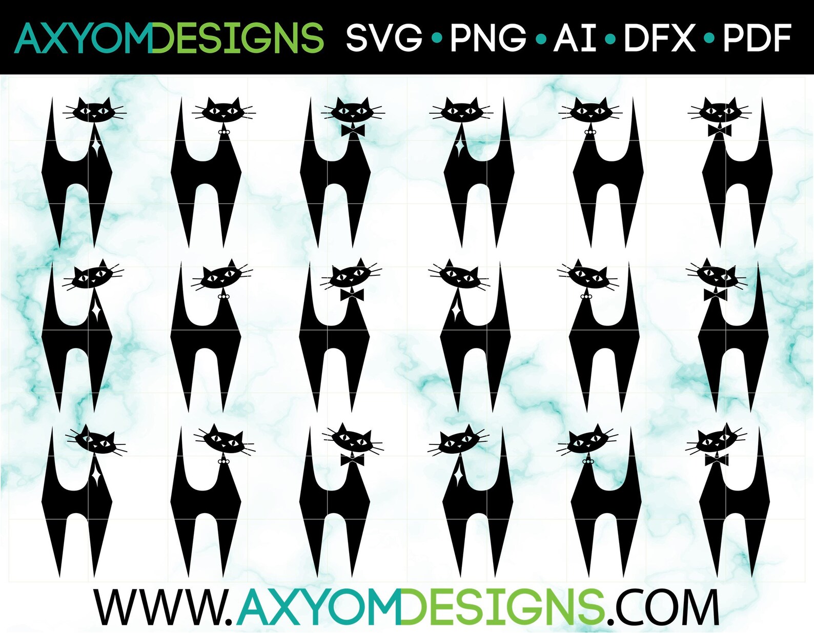 Mid Century Modern Atomic Cats SVG Cricut Cut Files Retro | Etsy