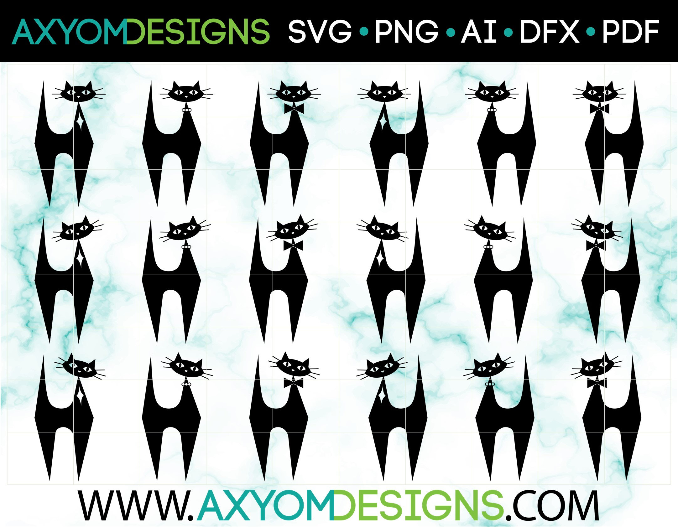 Mid Century Modern Atomic Cats SVG Cricut Cut Files Retro | Etsy