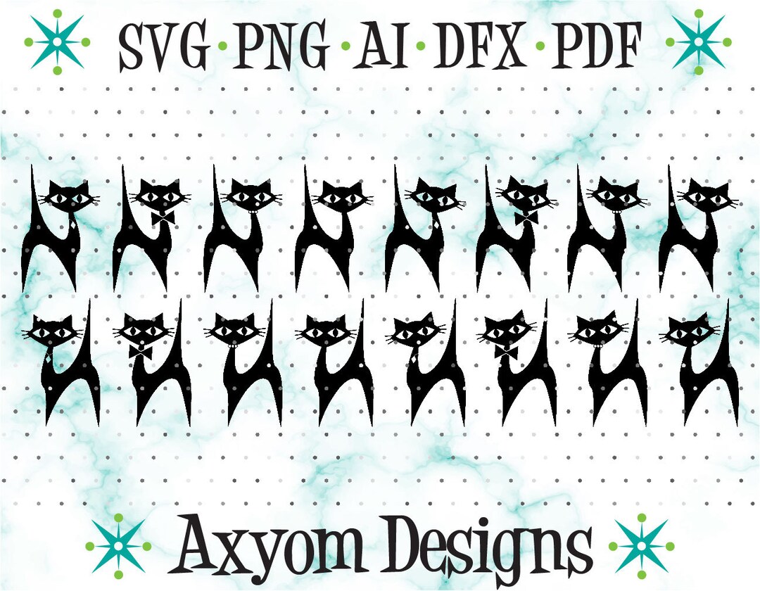 Mid Century Modern Atomic Cats SVG, Cricut Cut Files, Retro Kitty Cut ...
