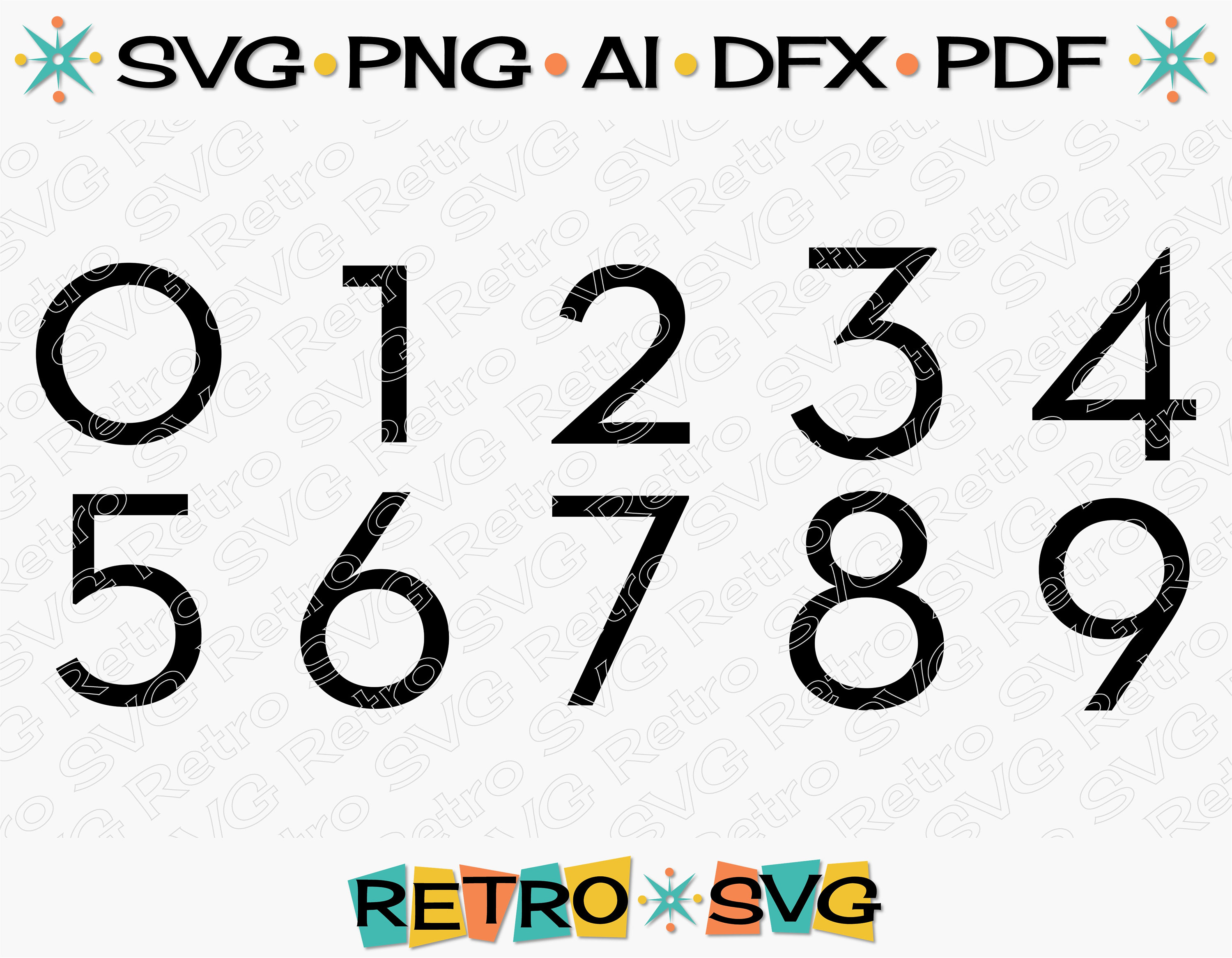 Mid Century Modern House Numbers SVG Cricut Retro Numbers - Etsy Canada